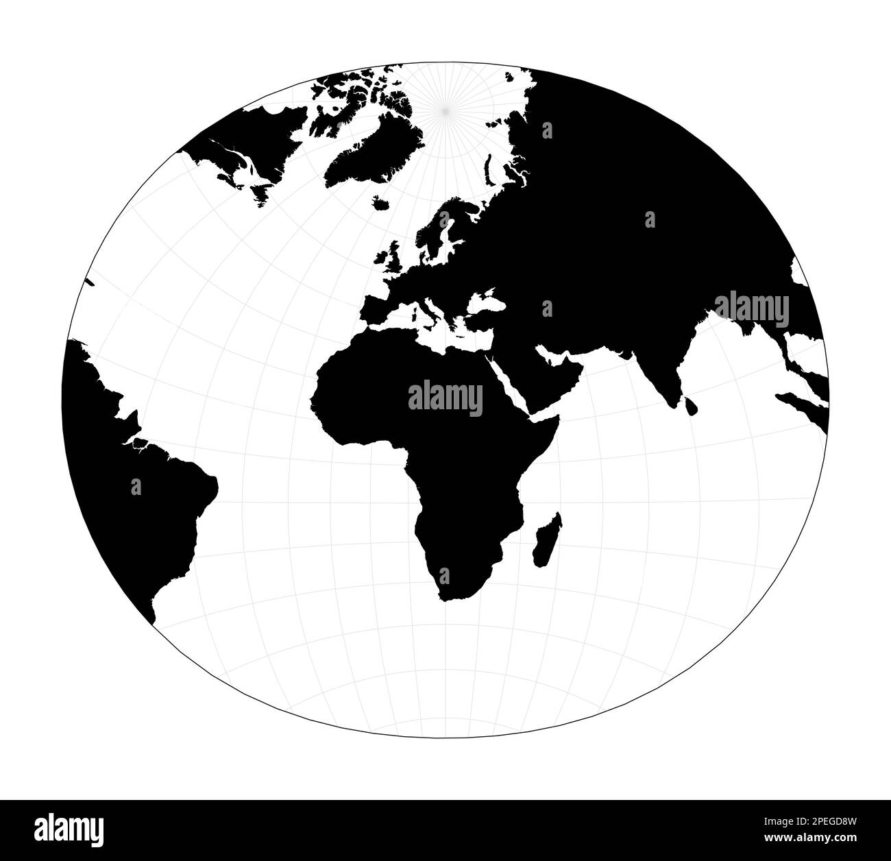 Vector world map. Modified stereographic projection for Europe and ...