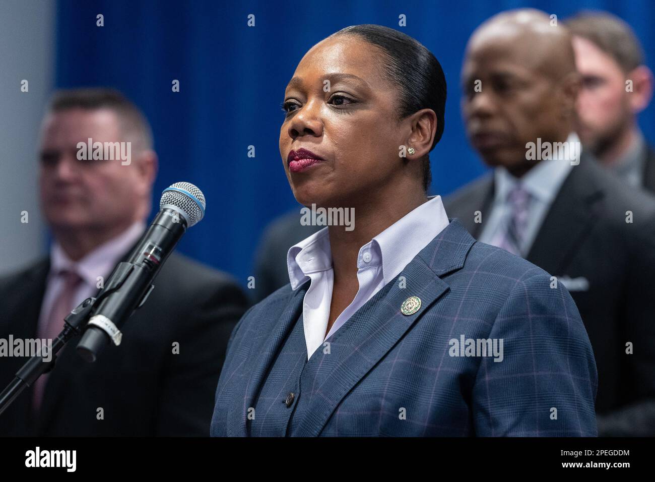 Police Commissioner Keechant Sewell speaks at AG Letitia James ...
