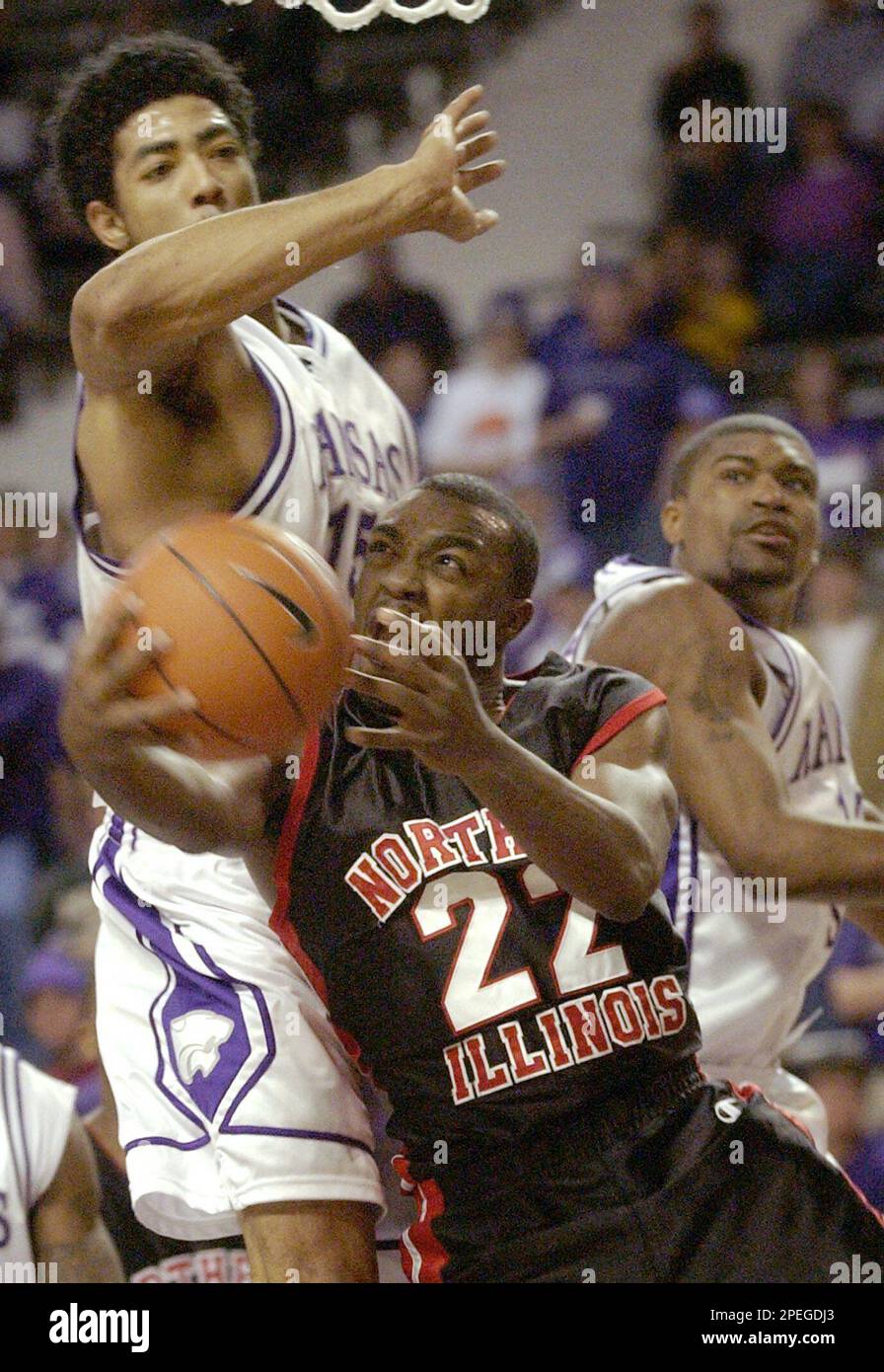 Northern Illinois guard Cory Sims (22) gets between Kansas State ...