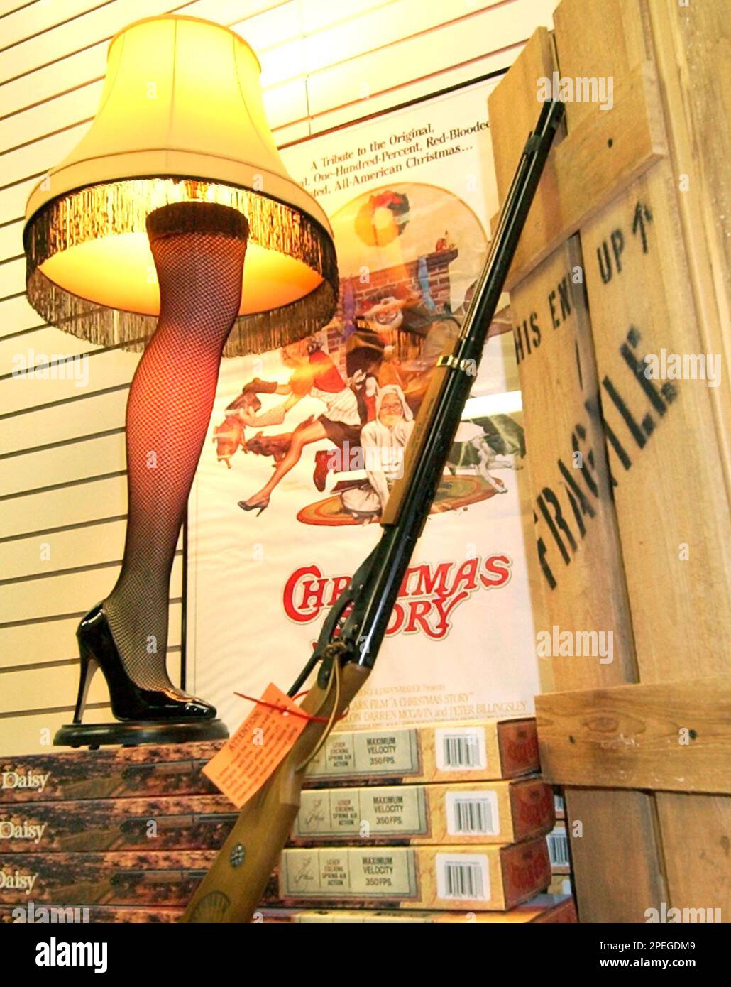 A Red Ryder BB gun and a leg lamp made famous from the movie "A ...