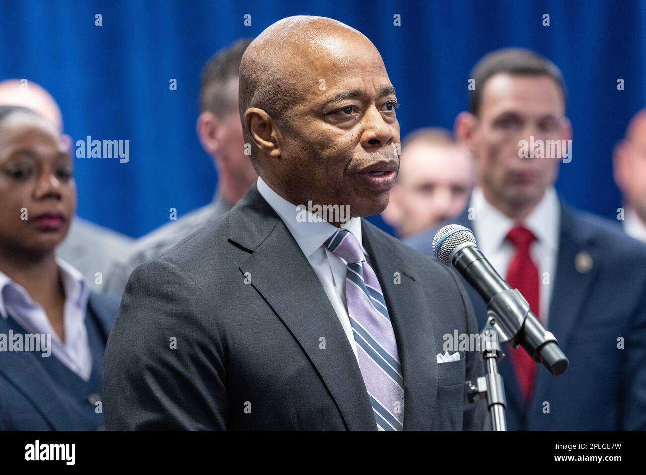 Mayor Eric Adams speaks at AG Letitia James announcement that AG office ...