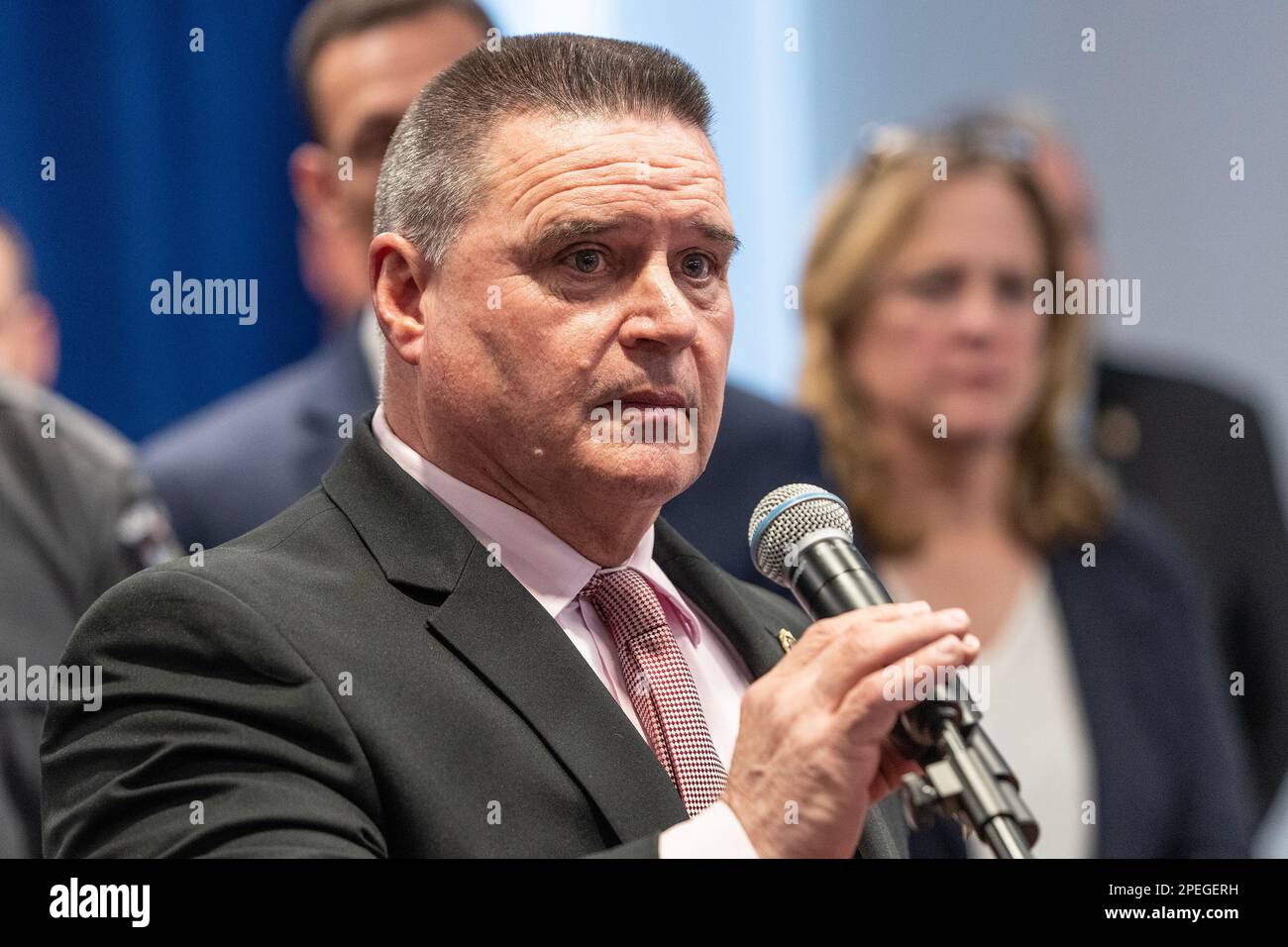 New York, USA. 15th Mar, 2023. Chief of Detectives James Essig speaks ...