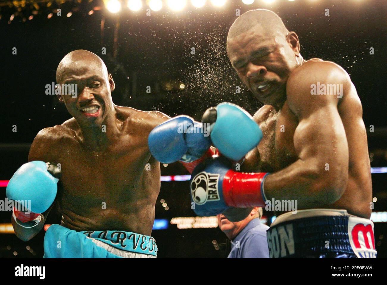 Antonio Tarver, left, connects with Glen Johnson during their 12-round ...