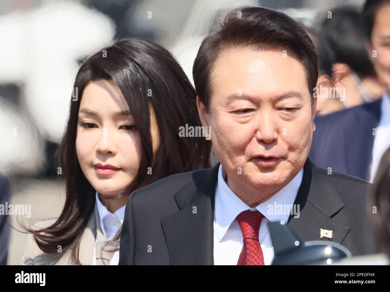 Tokyo, Japan. 16th Mar, 2023. South Korean President Yoon Suk Yeol (R ...