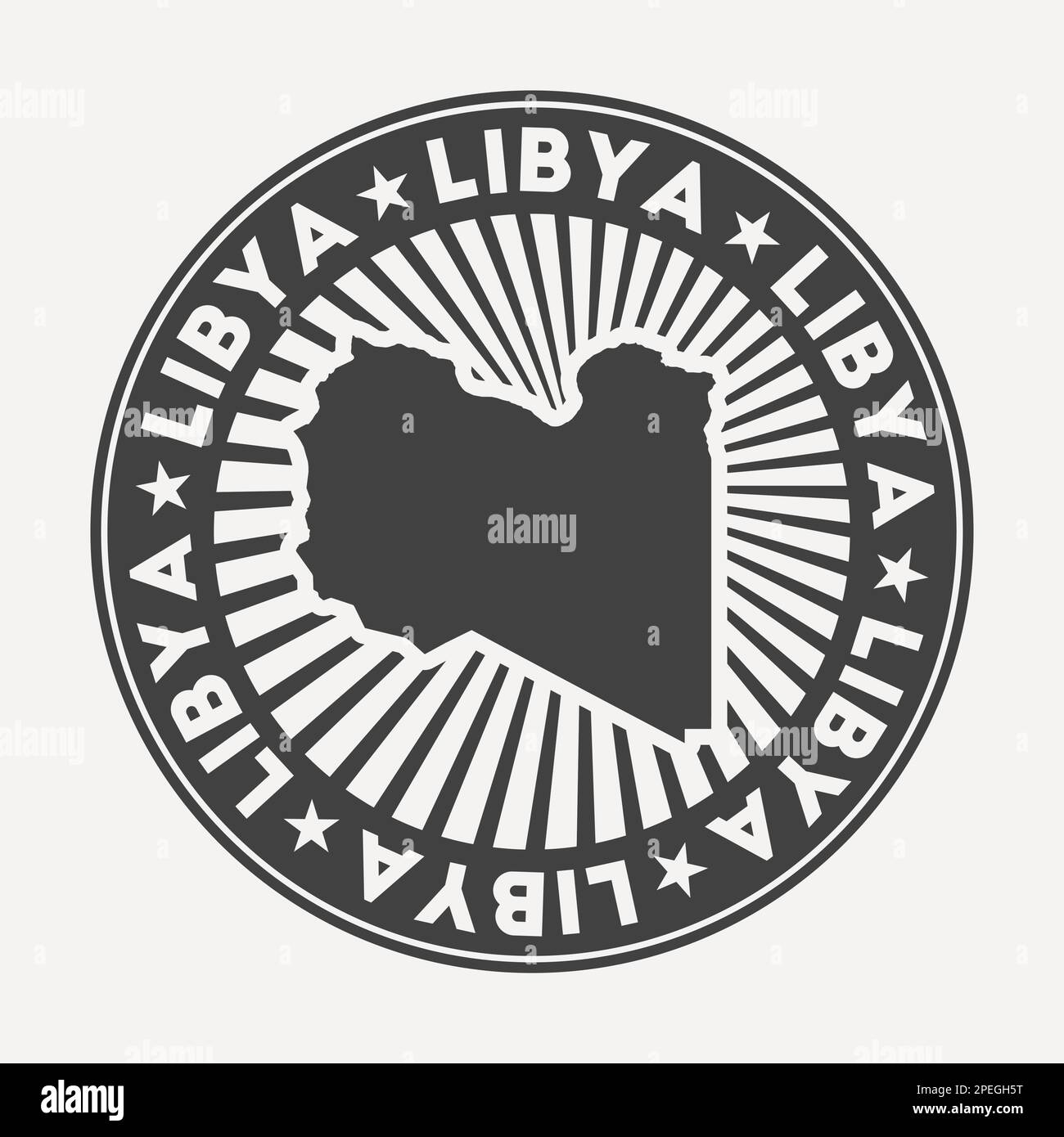 Libya round logo. Vintage travel badge with the circular name and map of the country, vector ...