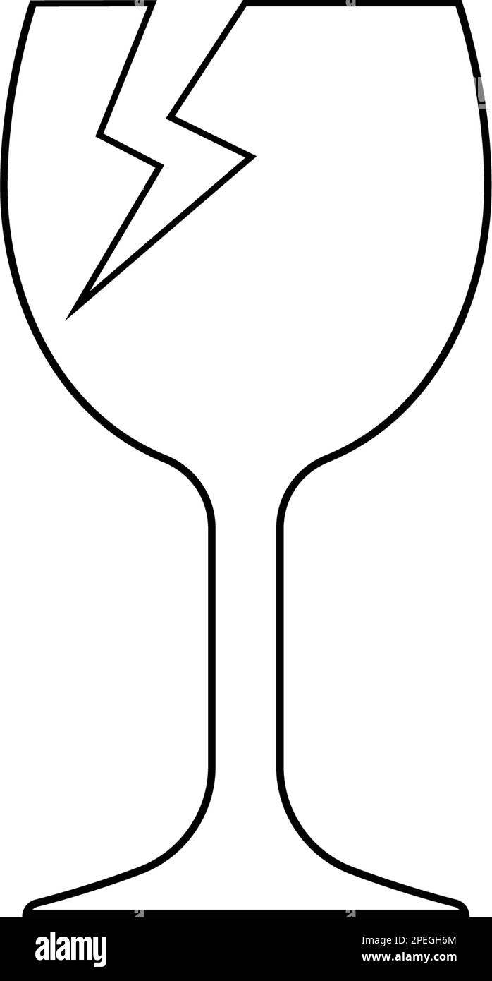 Black fragile broken glass symbol Cut Out Stock Images & Pictures - Alamy