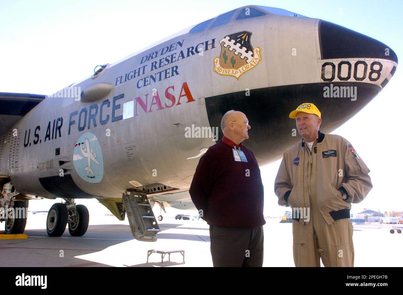 Aerospace pioneers Robert Wheeler, left, and pilot Gordon Fullerton are ...