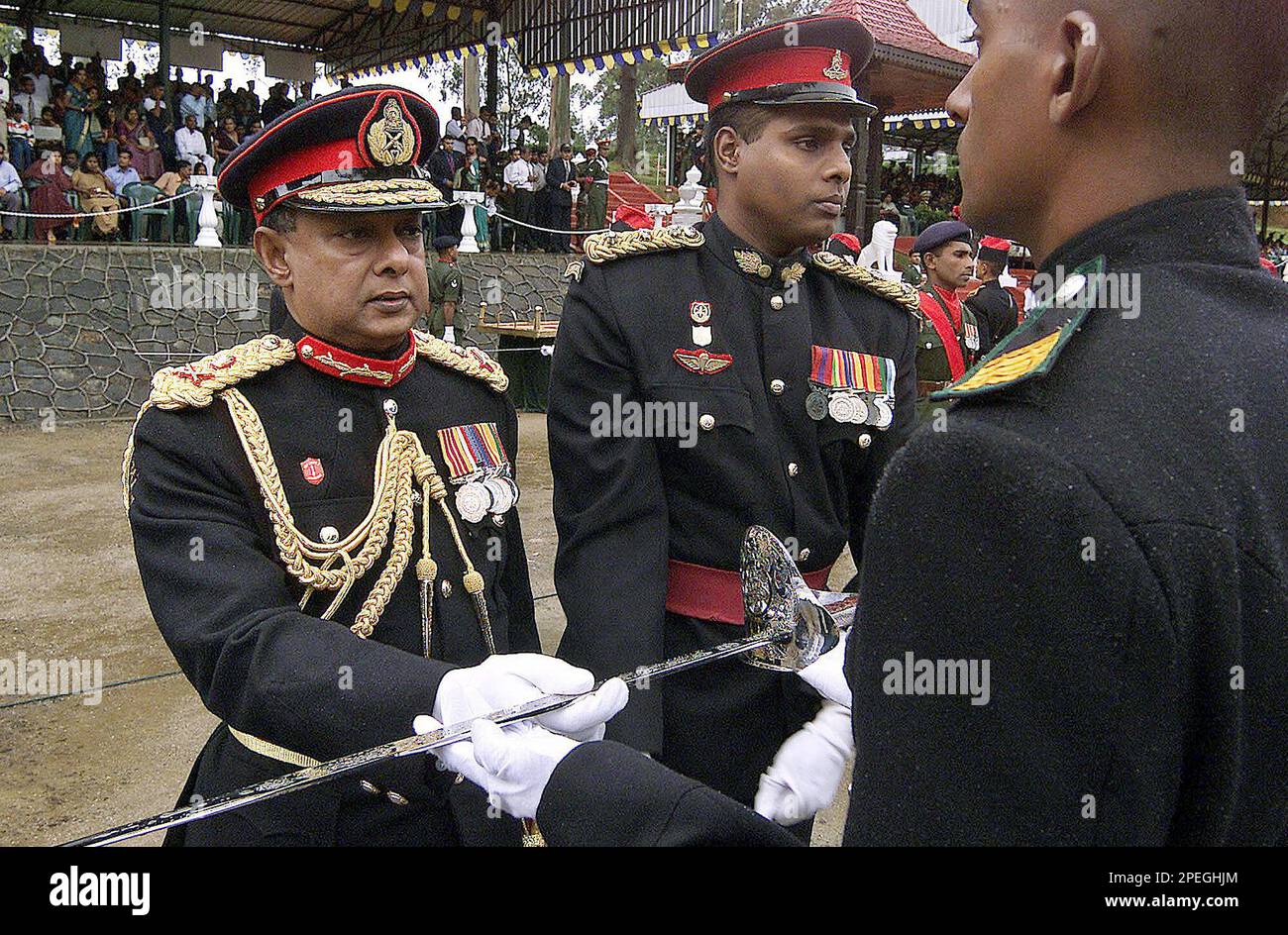 Commander of the Sri Lankan army Lt. Gen. Shantha Kottegoda presents ...
