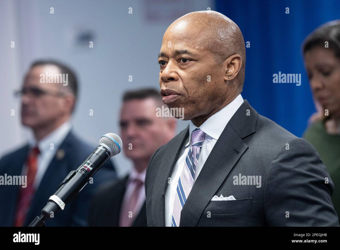 Mayor Eric Adams speaks at AG Letitia James announcement that Attorney ...