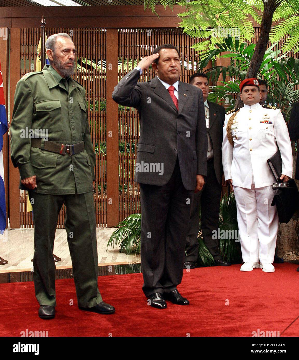 Cuban President Fidel Castro, left, and Venezuelan President Fidel ...
