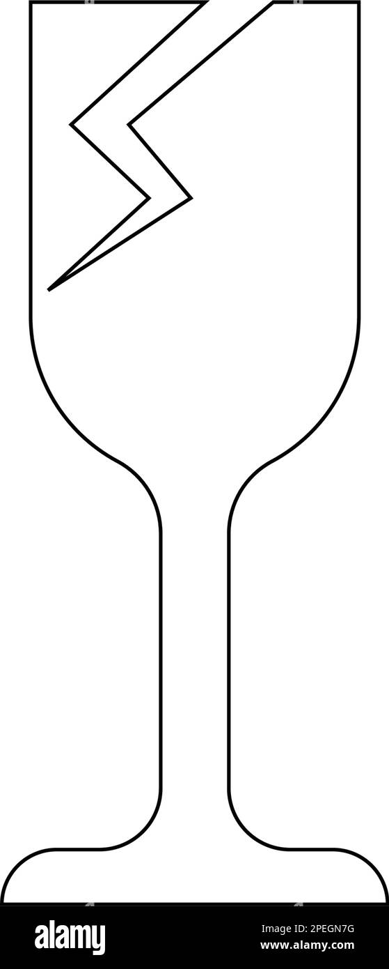 Black fragile broken glass symbol Cut Out Stock Images & Pictures - Alamy