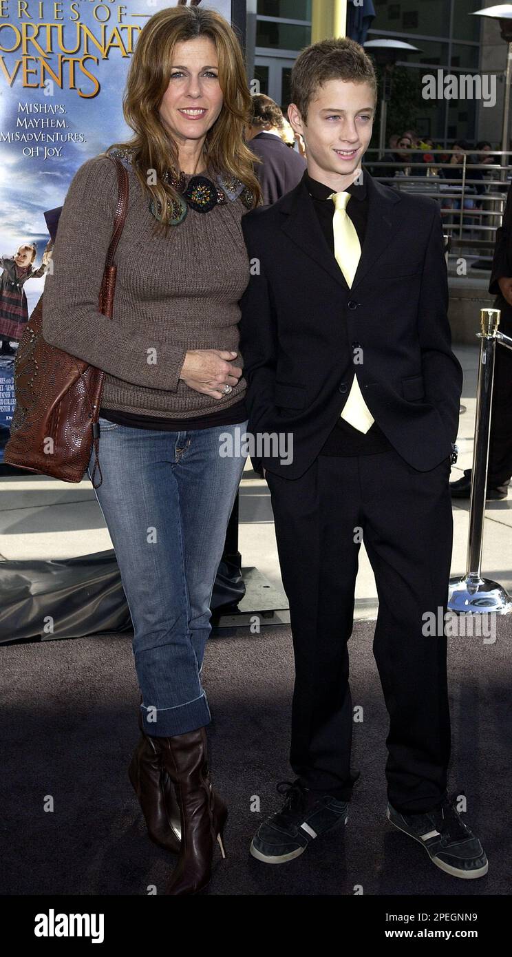 Actress Rita Wilson, left, and her son Chester Hanks pose for ...