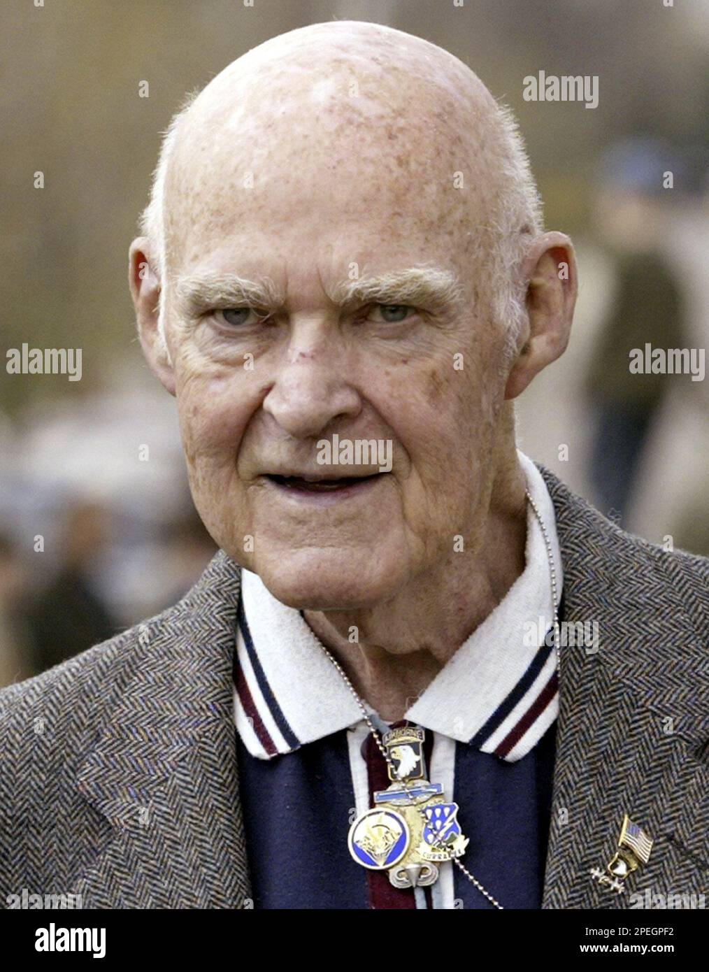 Veteran of the World War II Joseph Beyrle of Muskegon, Michigan, takes ...