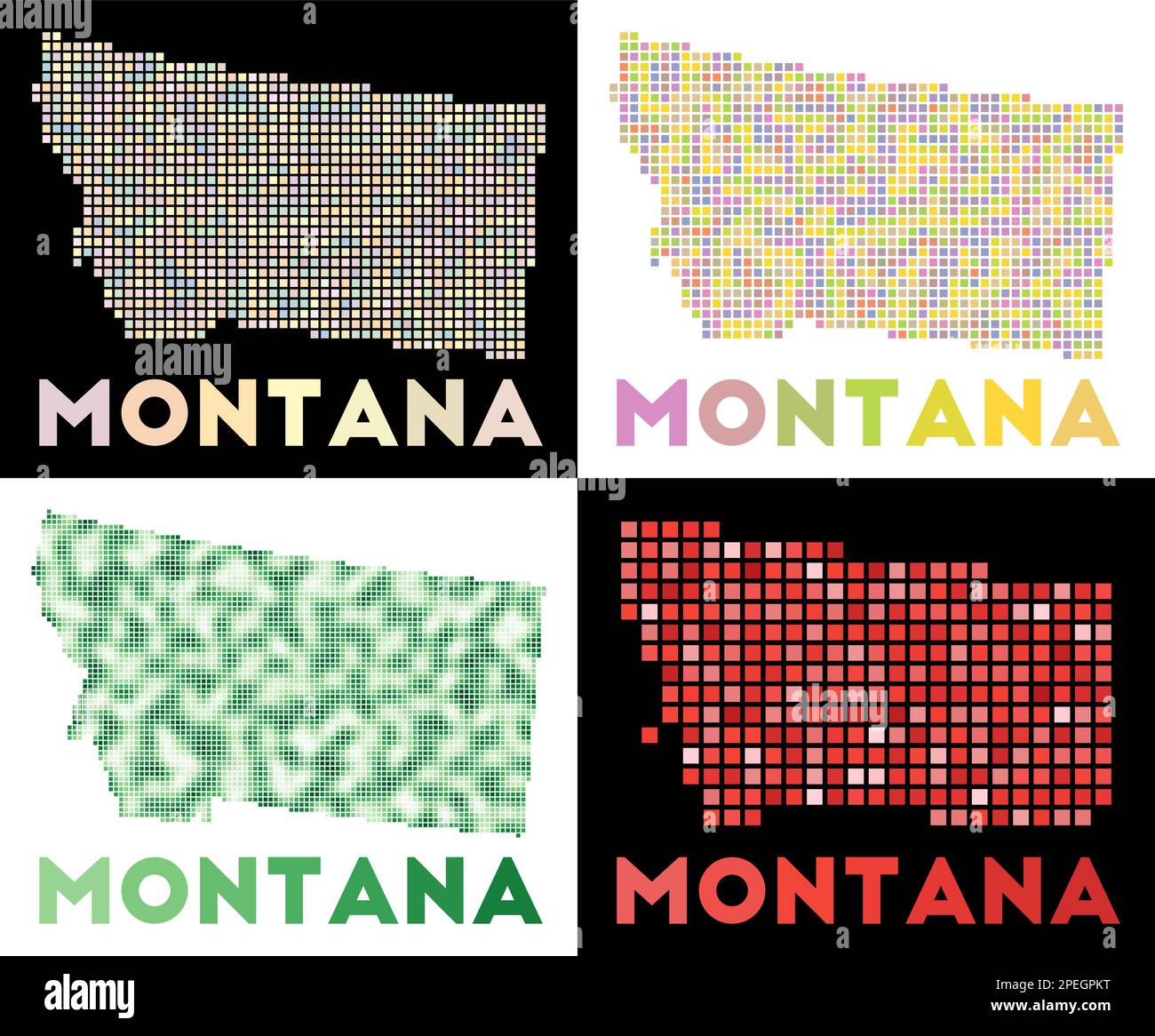 Montana map. Collection of map of Montana in dotted style. Borders of ...