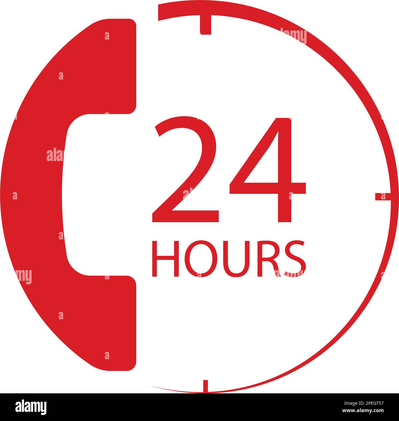 24-hour telephone service logo with telephone receiver image Stock ...