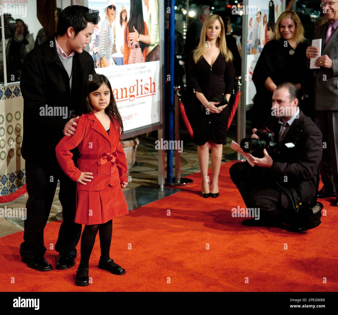 Child actress Victoria Luna, a cast member in the new film "Spanglish", is placed by a publicist ...
