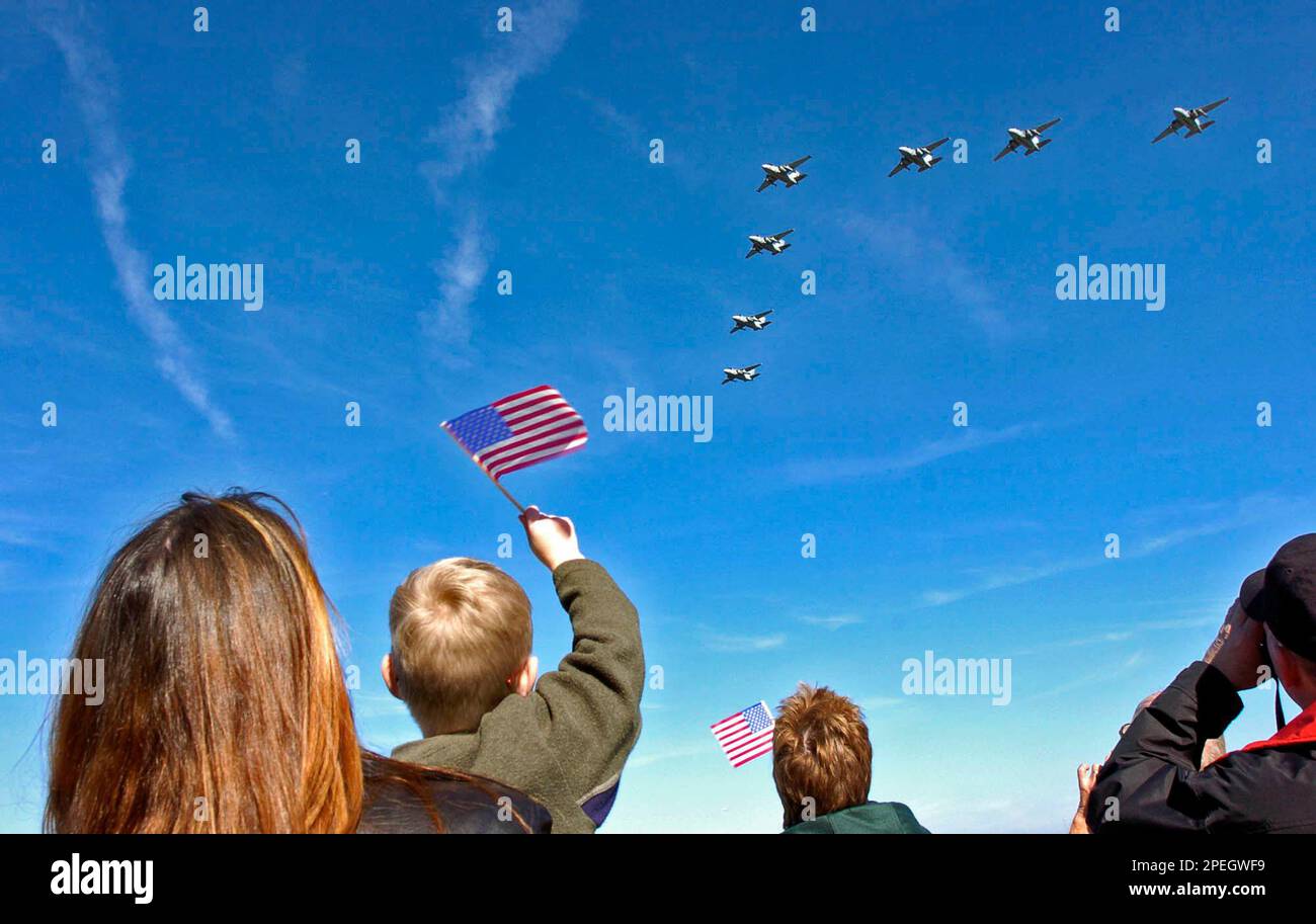 Seven of the eight aircraft (one aircraft came in early after a ...