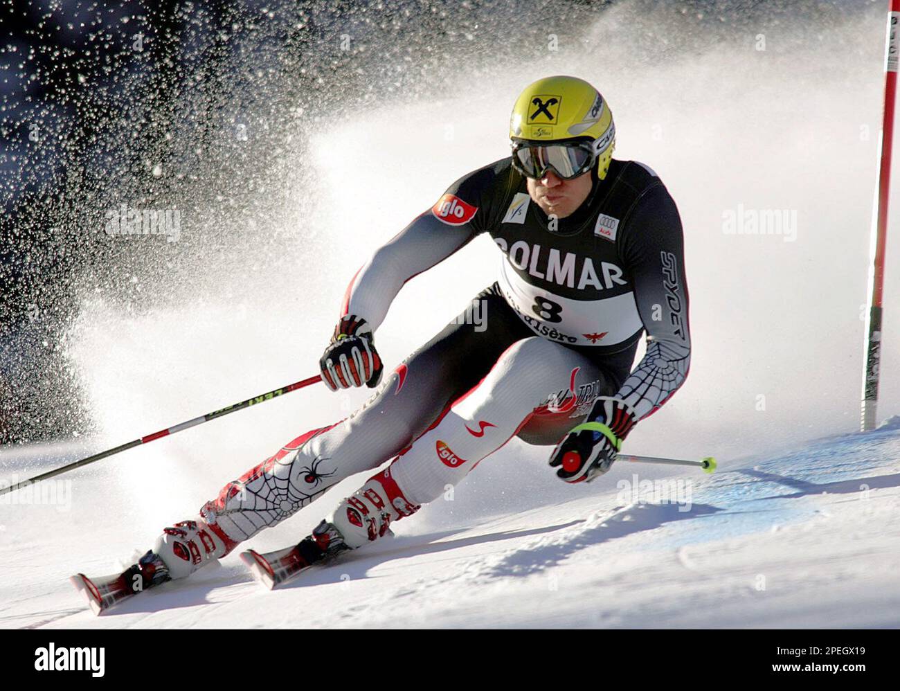 Austria's Hermann Maier speeds past a gate on his way to take third ...