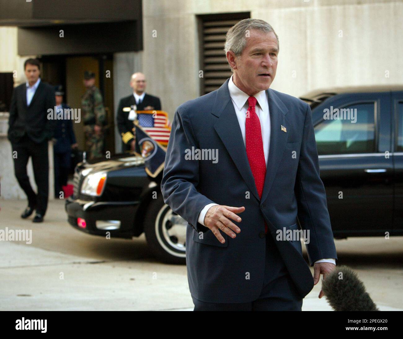 President Bush talks about his health upon his departure from the ...