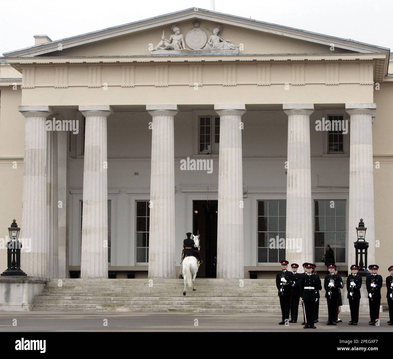 The Adjutant of the Royal Military Academy, Sandhurst, rides his ...