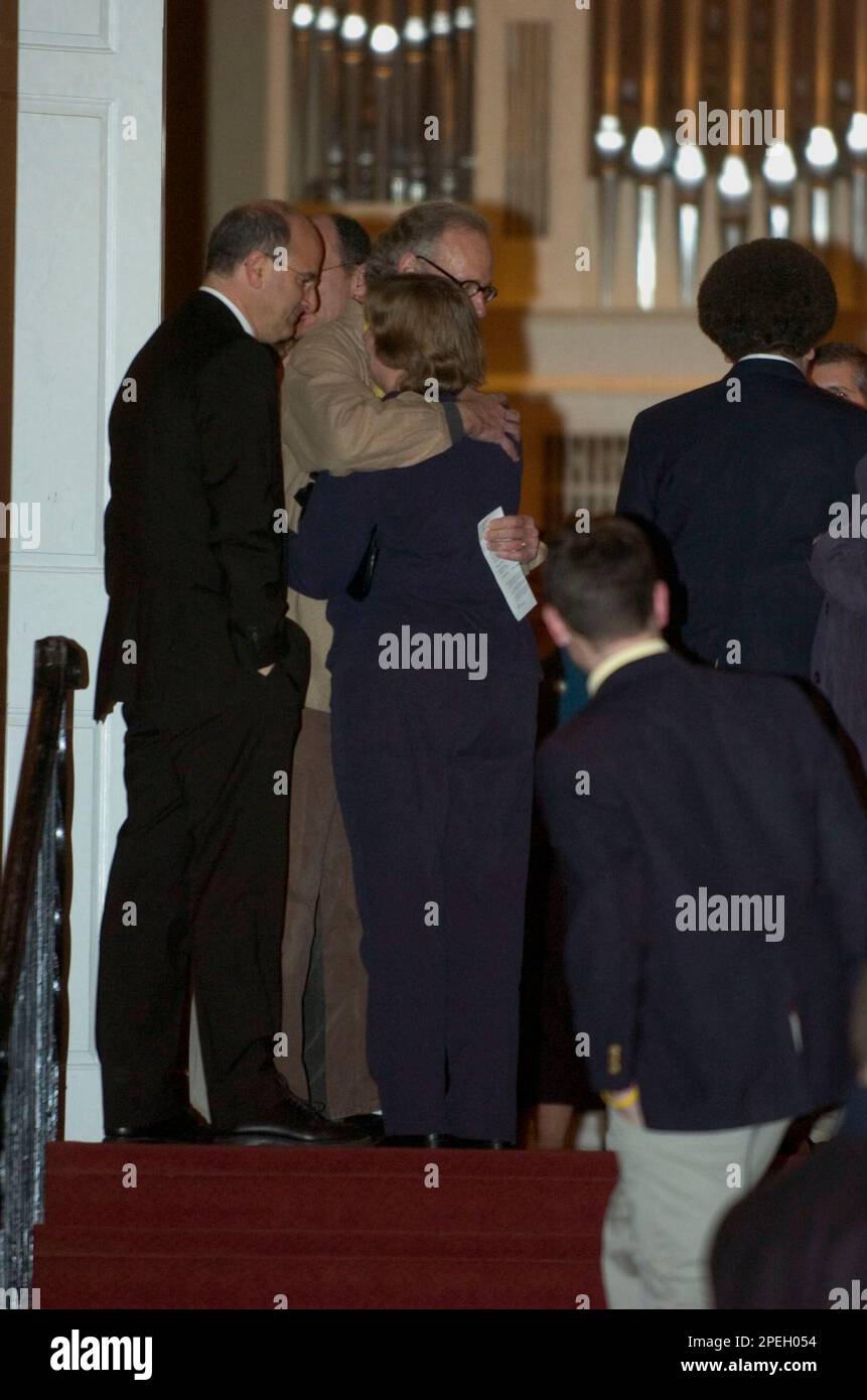 Friends of Teddy Ebersol mourn outside The First Congregational Church ...