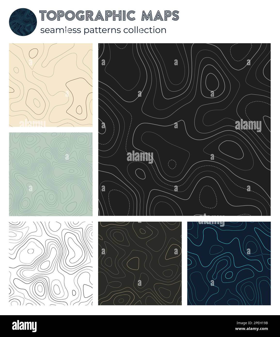 Topographic maps. Beautiful isoline patterns, seamless design. Cool ...