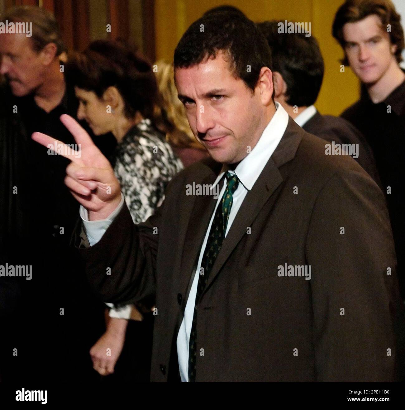 Adam Sandler, a cast member in the new film "Spanglish," gestures for ...