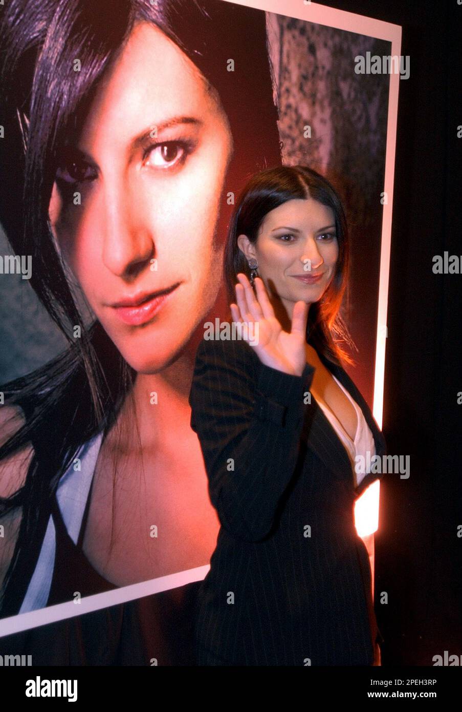 Italian singer Laura Pausini poses for photographers before a news ...