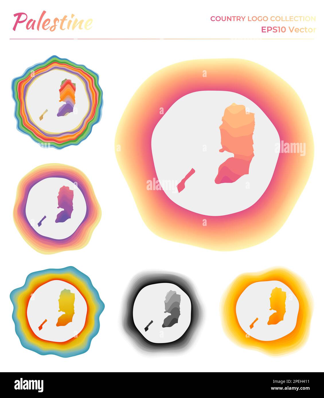 Palestine logo collection. Colorful badge of the country. Layers around ...