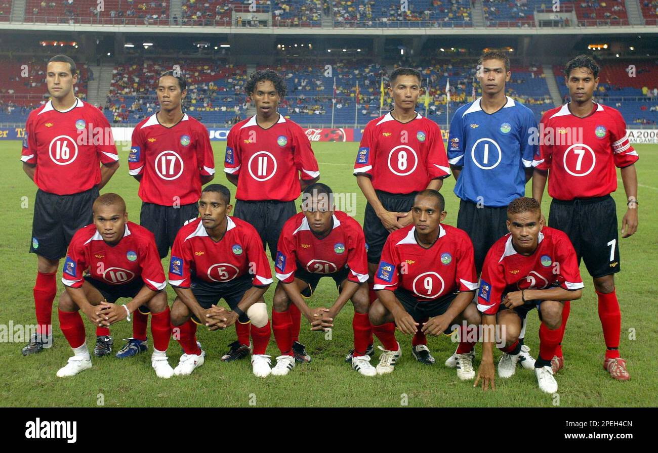 A group photograph of Timor Leste football team during their Tiger Cup ...
