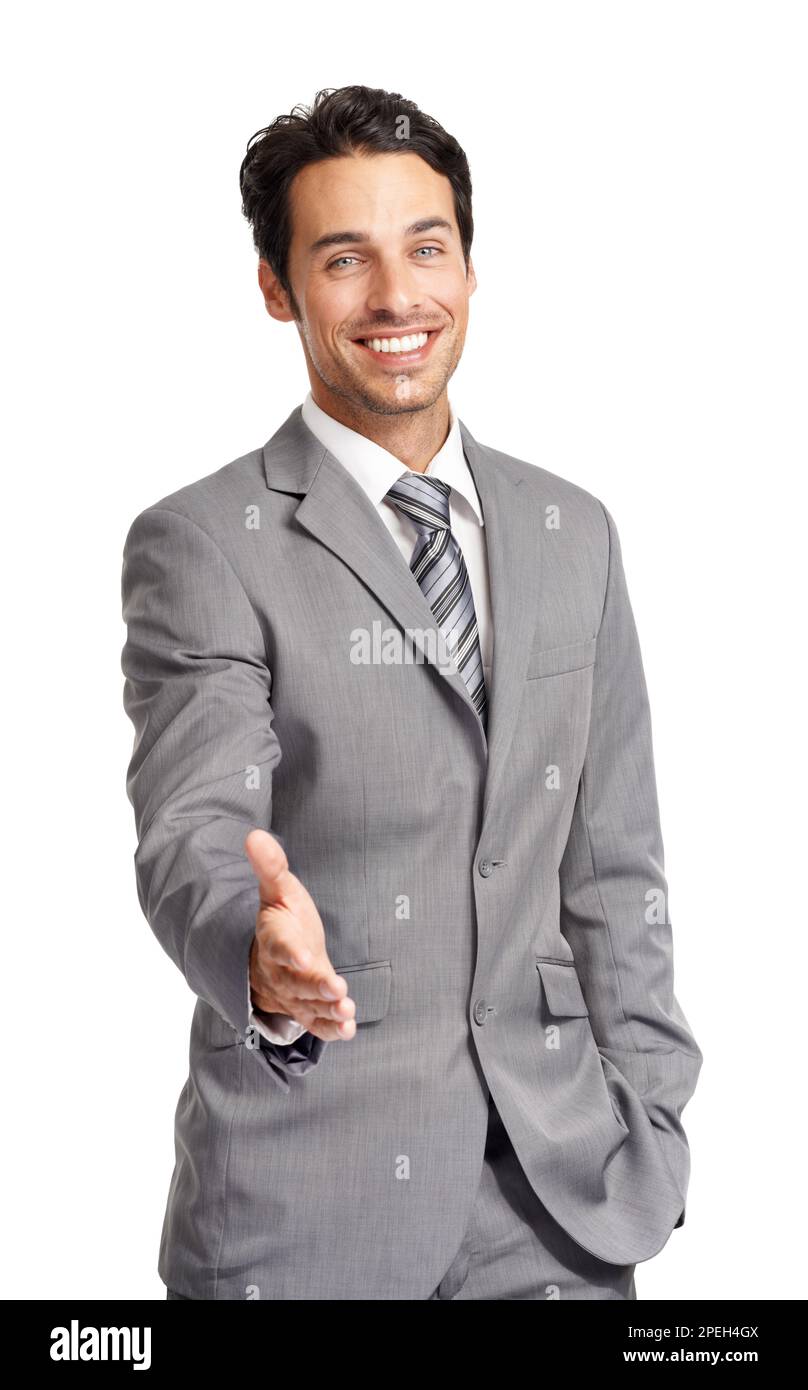 Welcome to the team. A friendly young executive offering you a ...