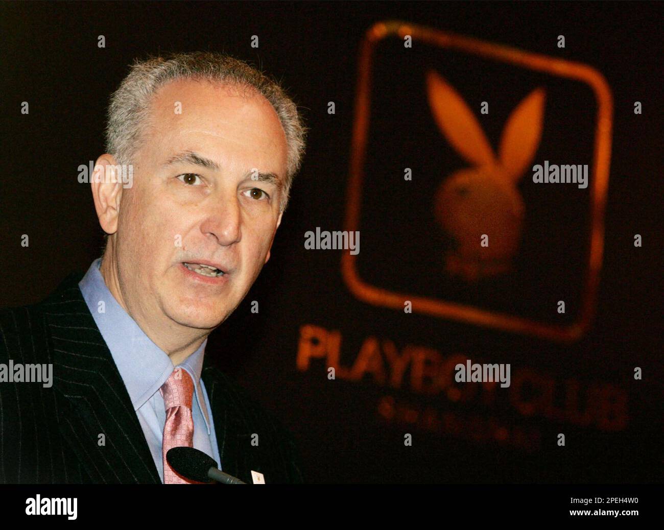 Michael Nussbaum, chairman of licensee Shanghai Entertainment Ltd., delivers a speech at a news ...