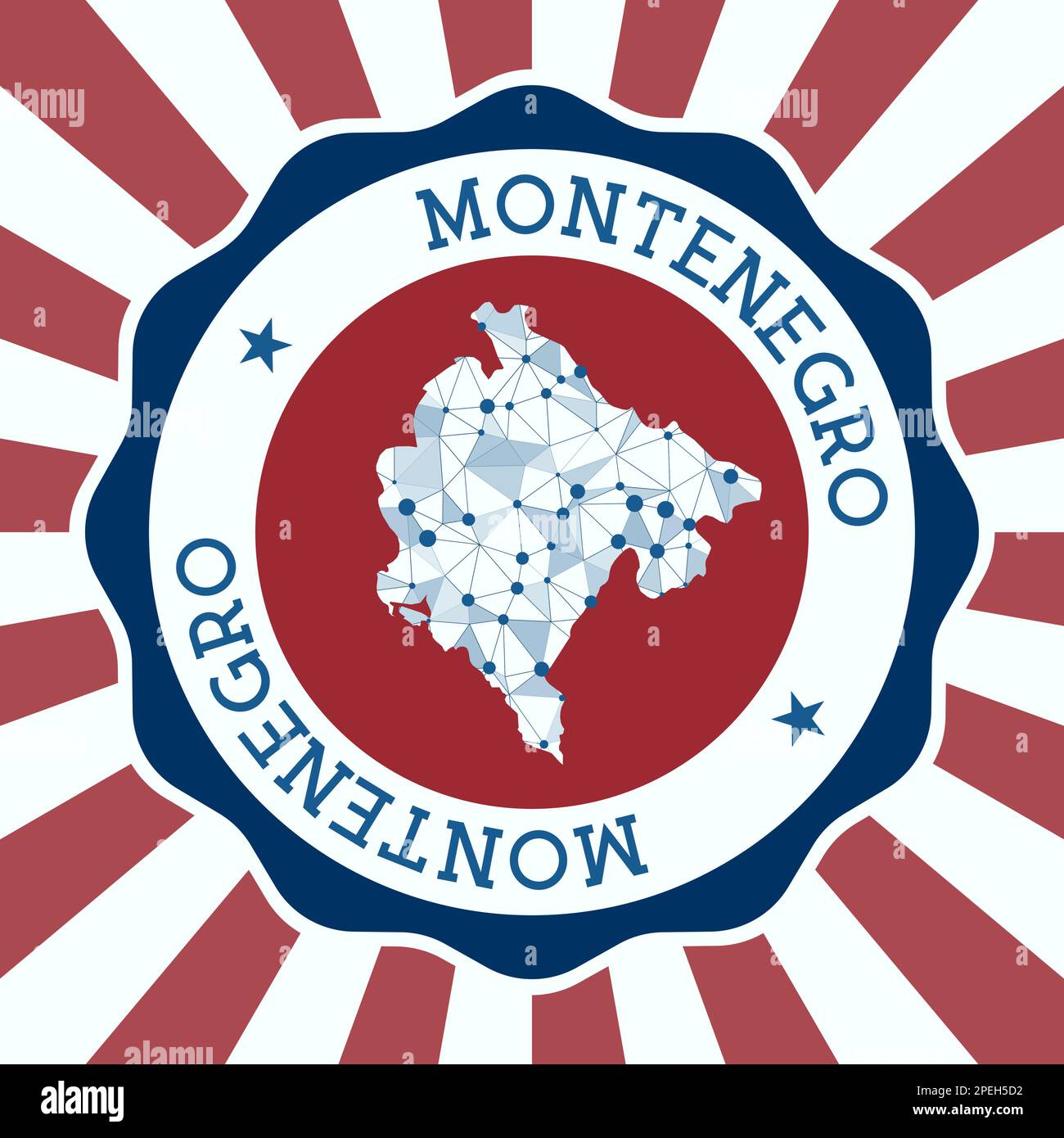 Montenegro Badge. Round logo of country with triangular mesh map and ...
