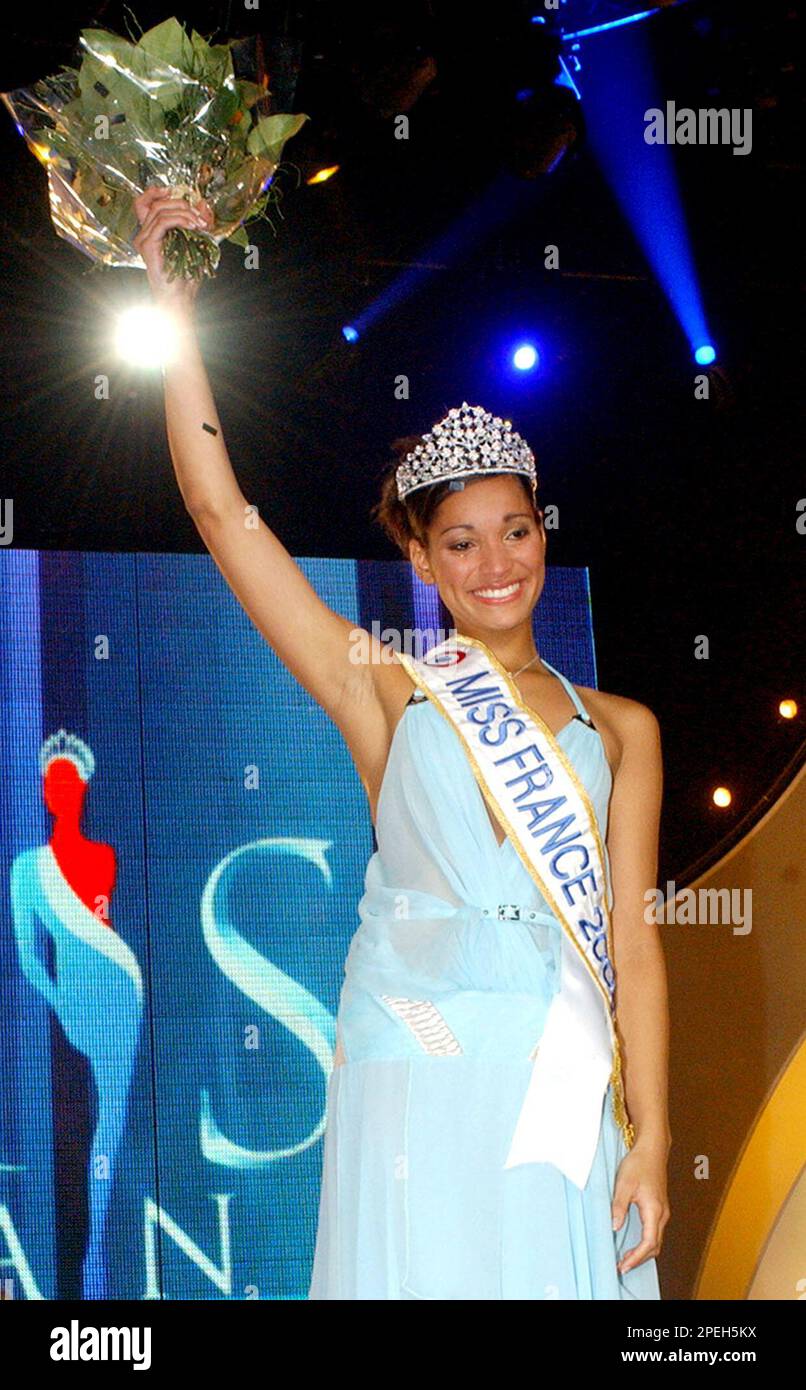 Cindy Fabre from Normandy, 19, reacts after being elected Miss France ...