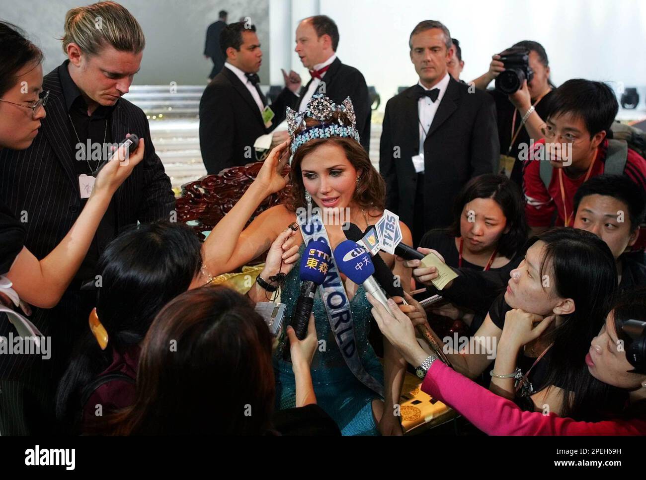 The newly crowned Miss World, Miss Peru Maria Julia Mantilla Garcia, is ...