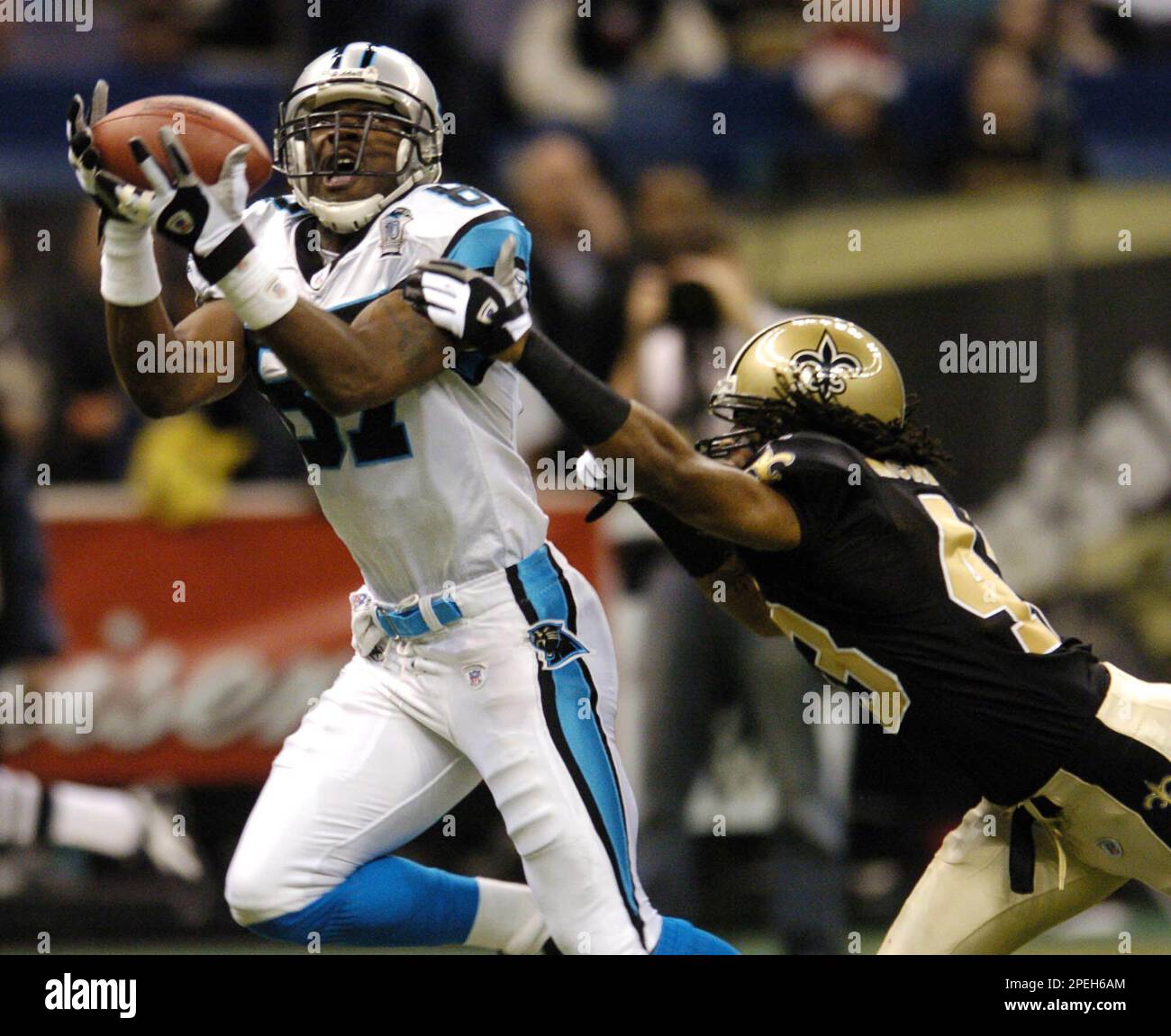 Carolina Panthers wide receiver Muhsin Muhammad catches a pass in front ...