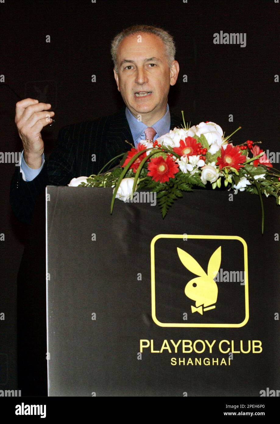 Michael Nussbaum, chairman of licensee Shanghai Entertainment Ltd., delivers a speech at a news ...