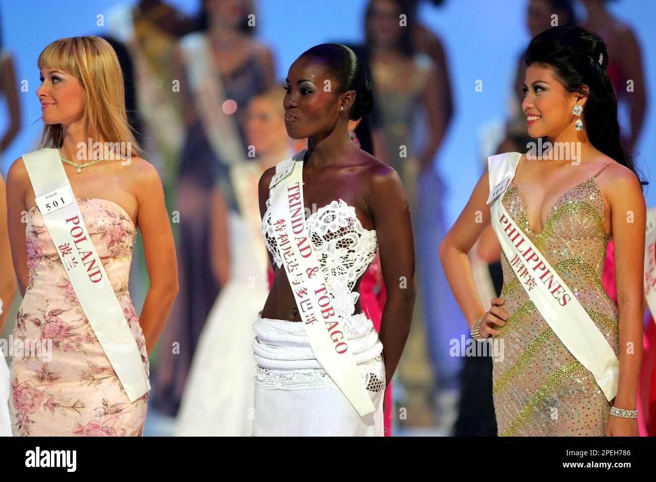 Miss Philippines Ma Karla Bautista, right, stands with Miss Trinidad ...