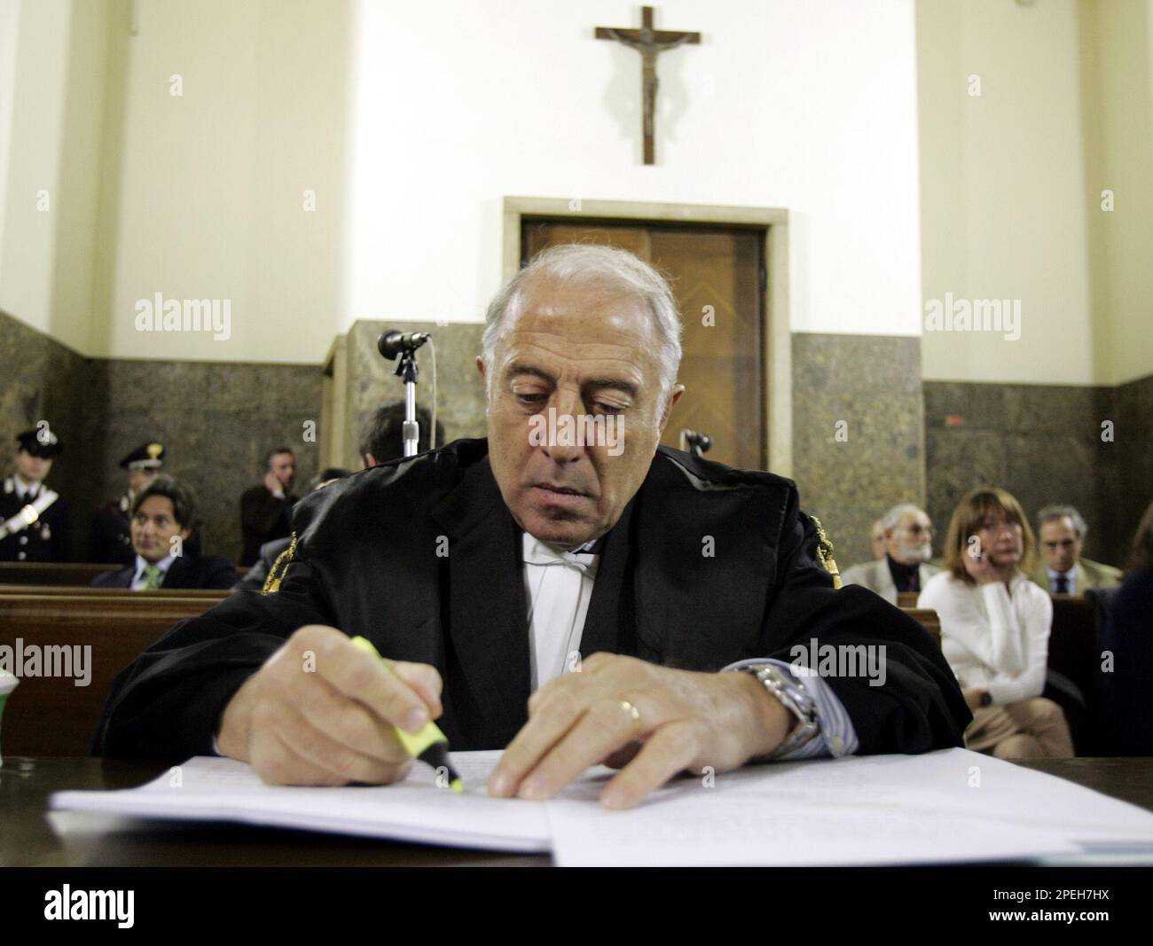 Lawyer Gaetano Pecorella attends an hearing of the trial of the Italian ...