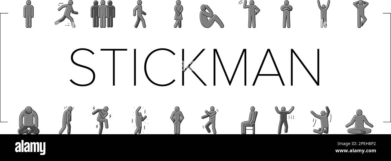 stickman man people silhouette icons set vector Stock Vector Image ...