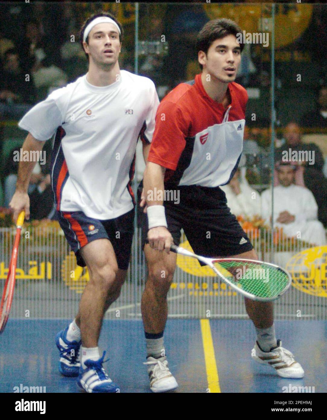 French Thierry Lincou, right, and Canadian Graham Ryding in action ...