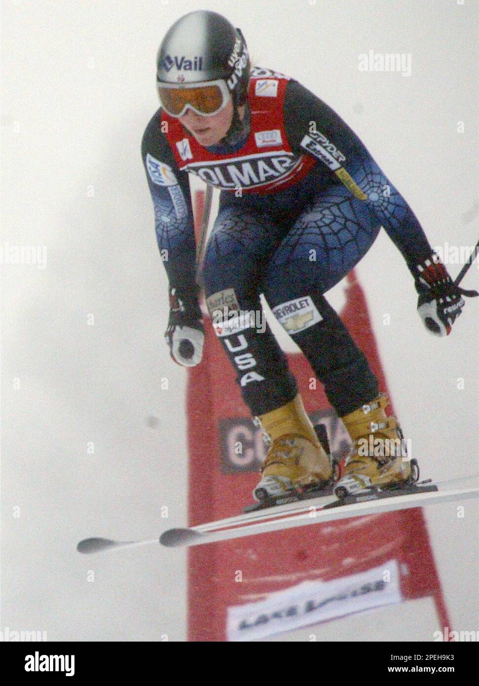 C. Lindsey Kildow, of the USA, soars down the mountain on her way to ...