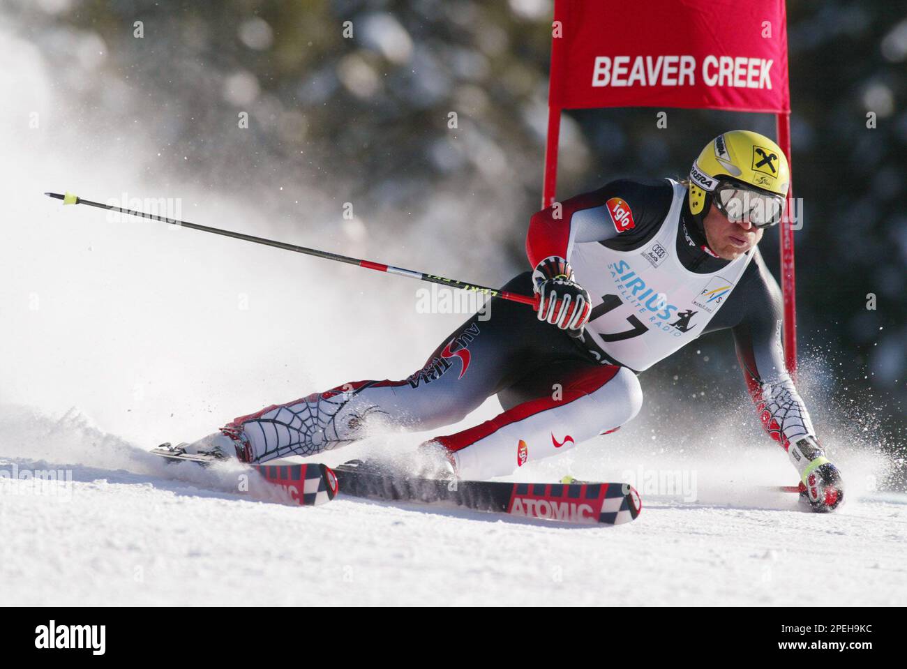 Austria's Hermann Maier races the second run to a second place finish ...