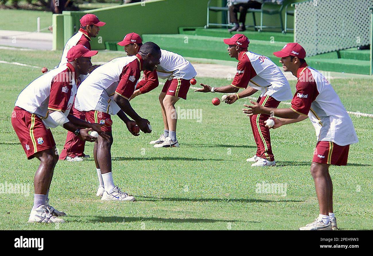 West Indies players practice at 3Ws Oval in St. Michael parish, in ...
