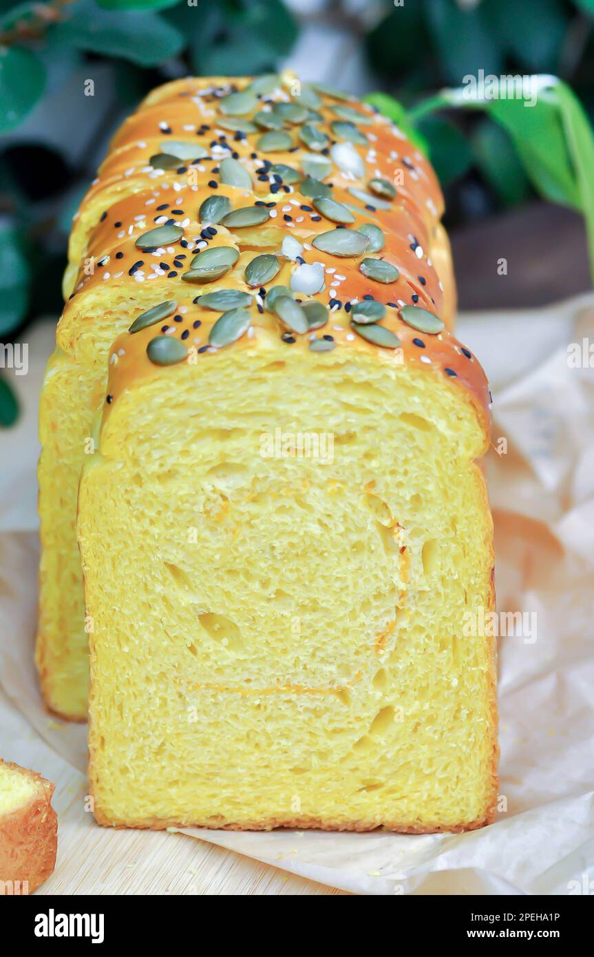 bread , pumpkin bread or loaf of bread or sliced bread or cut bread ...