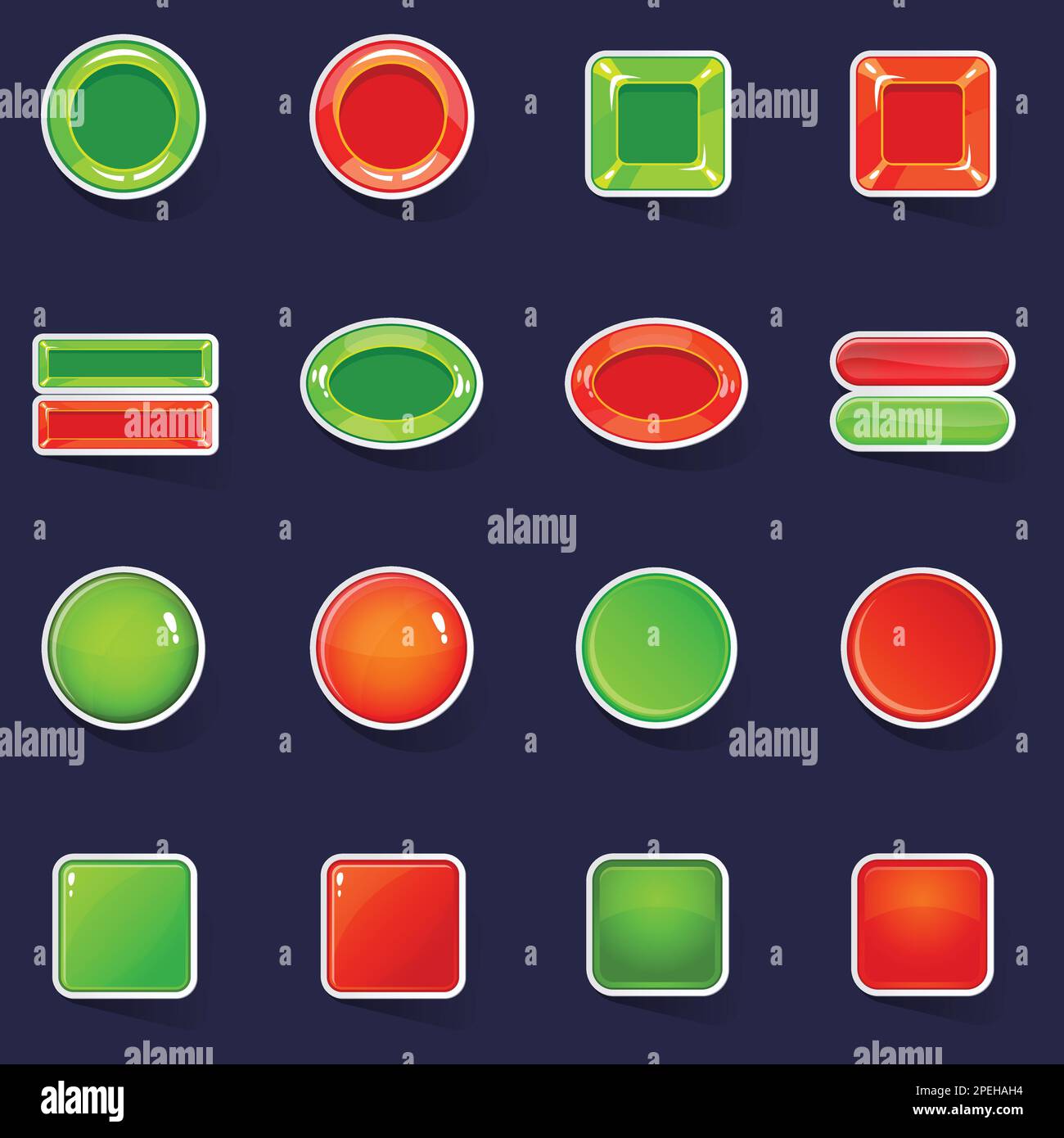Blank web buttons icons set stikers collection vector with shadow on ...