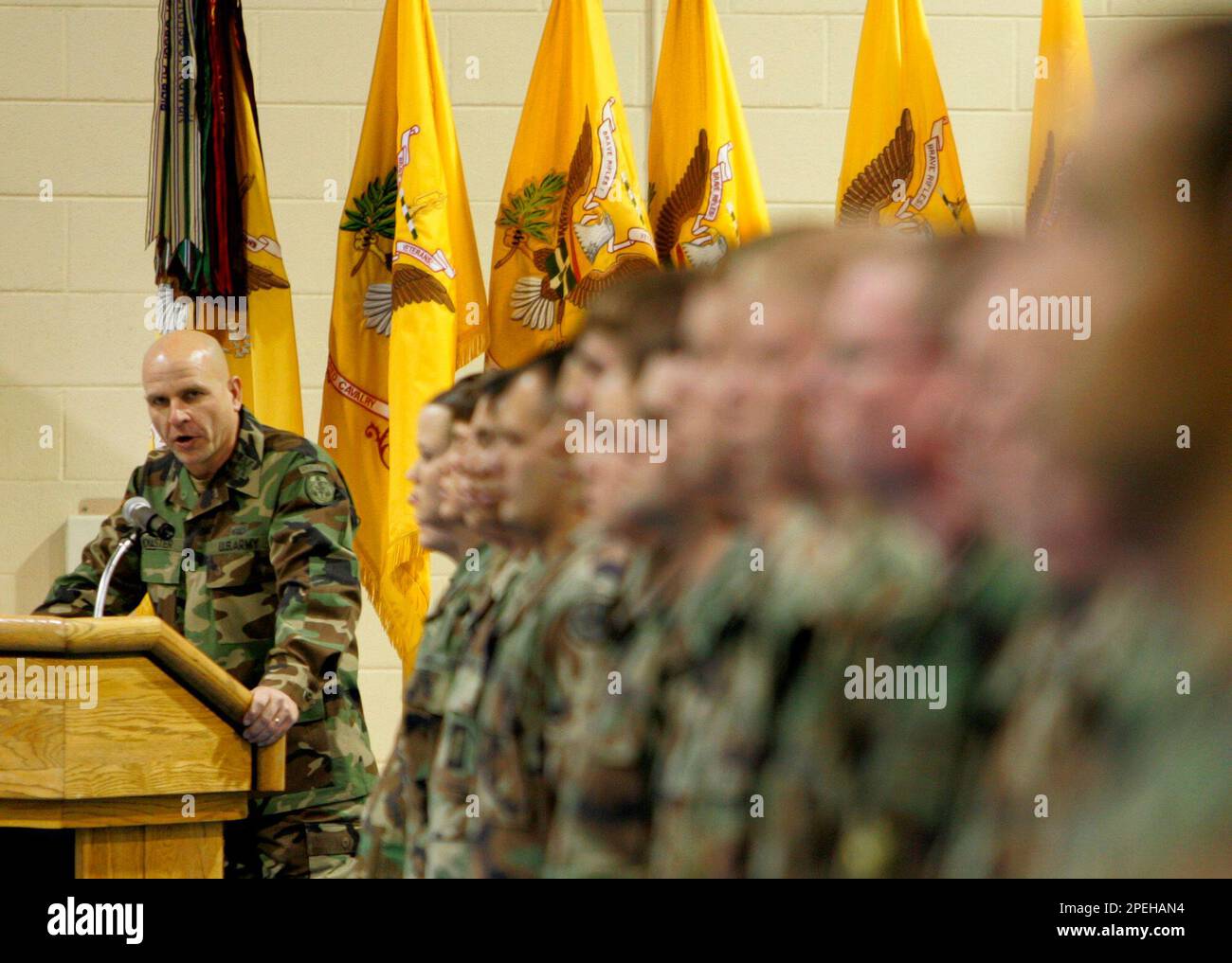 Col. H.R. McMaster, 71st Commander of the Regiment, looks to the ...