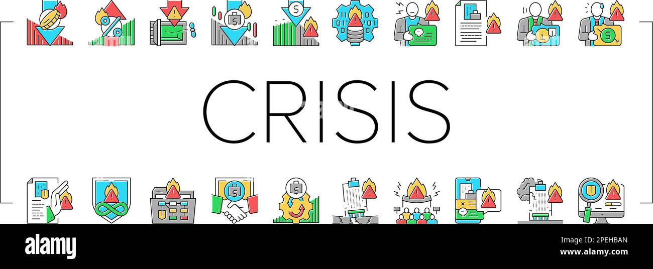 crisis management risk strategy icons set vector Stock Vector Image ...