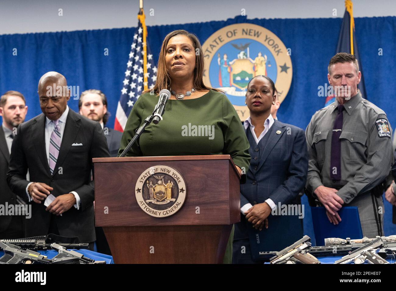 New York, New York, USA. 15th Mar, 2023. Attorney General Letitia James ...