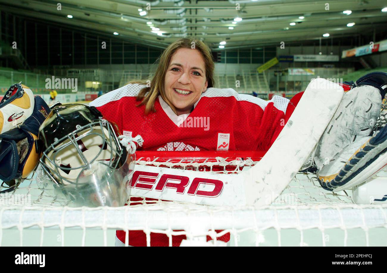 Austrian ice hockey goalie Barbara Zemann poses for a photograph on ...